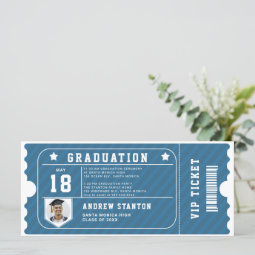 Sports Theme Blue Photo Graduation Invitation | Zazzle