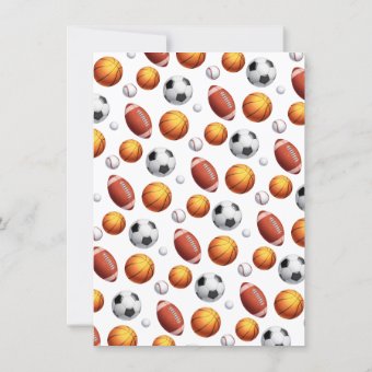 Sports Themed Balls 8th Birthday Party Invitation | Zazzle