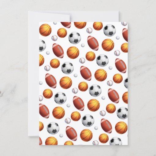 Sports Themed Balls 8th Birthday Party Invitation | Zazzle