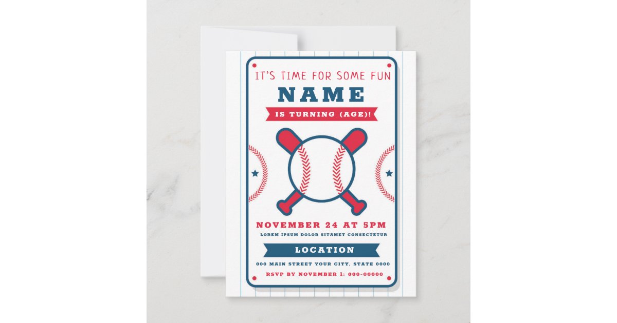 Sports-Themed Birthday Invitation: Baseball Invitation | Zazzle