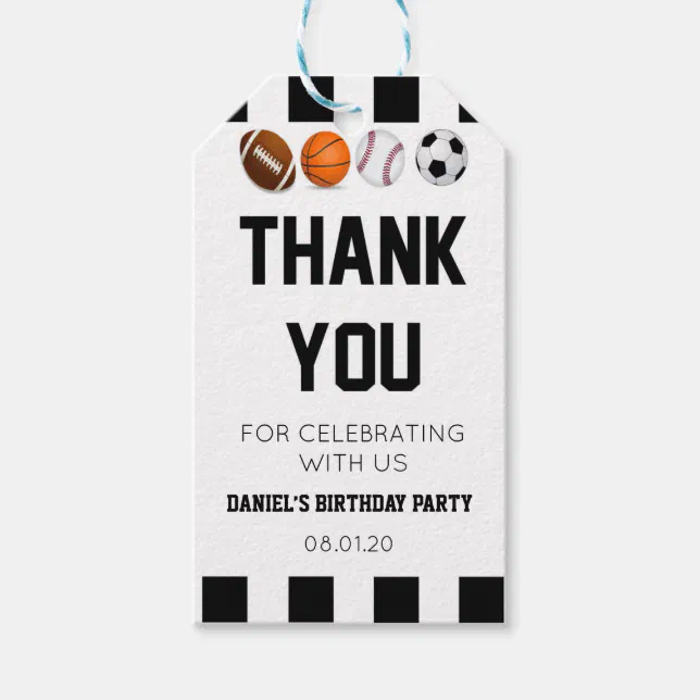 Sports Themed Birthday Party Favor Gift Tag | Zazzle