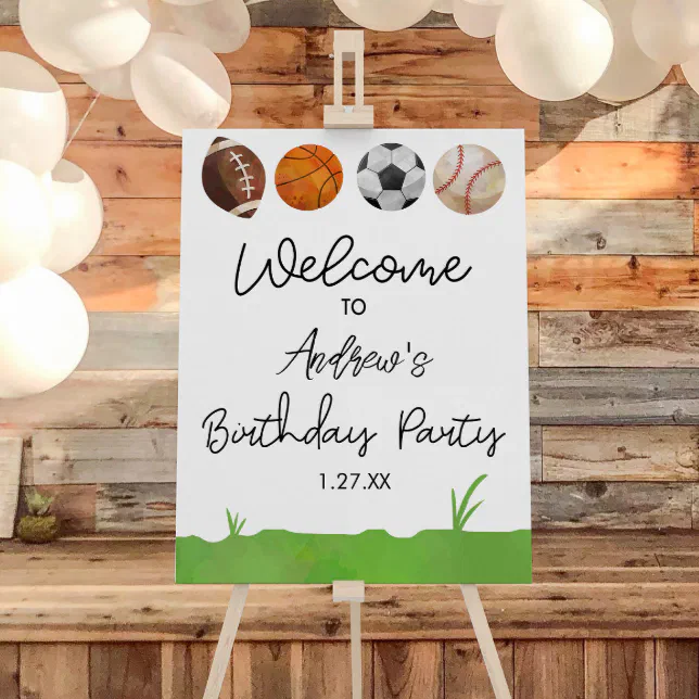 Sports Themed Birthday Party Welcome Sign | Zazzle