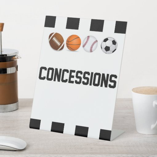 Sports Themed Concessions Food Treat Snack Pedestal Sign | Zazzle