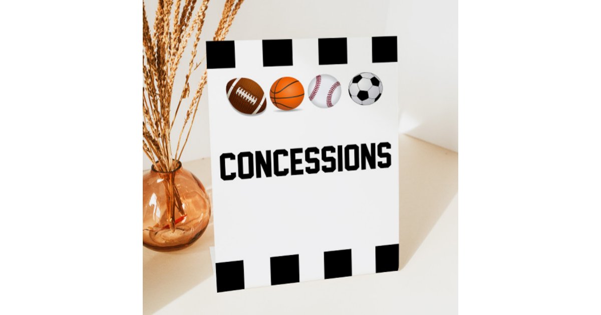 Sports Themed Concessions Food Treat Snack Pedestal Sign | Zazzle