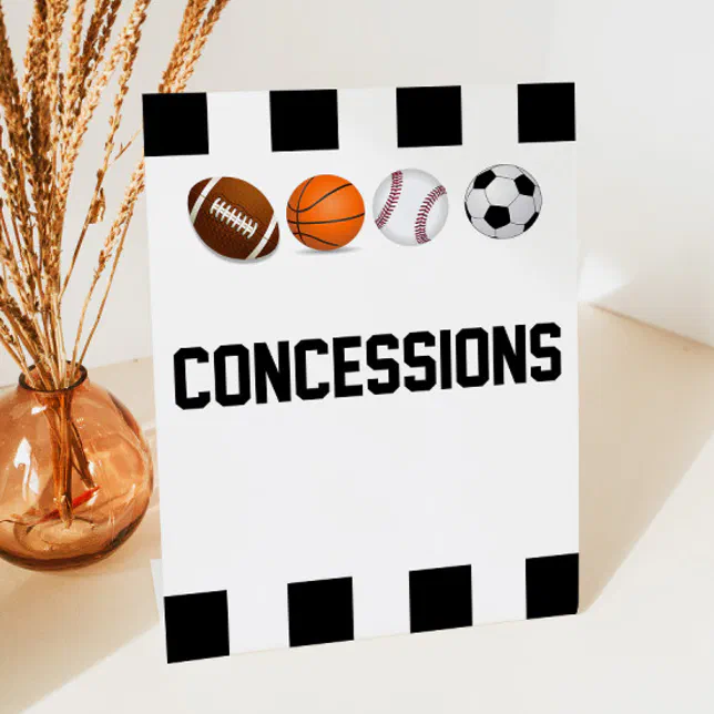 Sports Themed Concessions Food Treat Snack Pedestal Sign | Zazzle