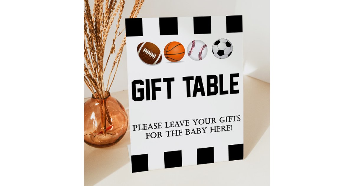 Sports Themed Gift Table Pedestal Sign | Zazzle