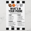 Sports Themed In Your Phone Baby Shower Game Stationery | Zazzle
