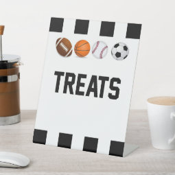 Sports Themed Treat Treats Table Pedestal Sign | Zazzle