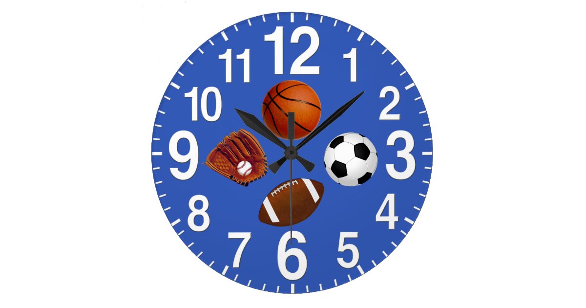 Sports Themed Wall Clocks in YOUR COLOR | Zazzle