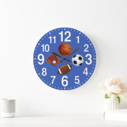 Sports Themed Wall Clocks in YOUR COLOR | Zazzle