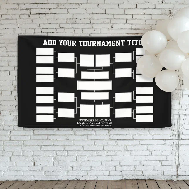Sports Tournament Bracket - 16 Teams - Black Banner | Zazzle