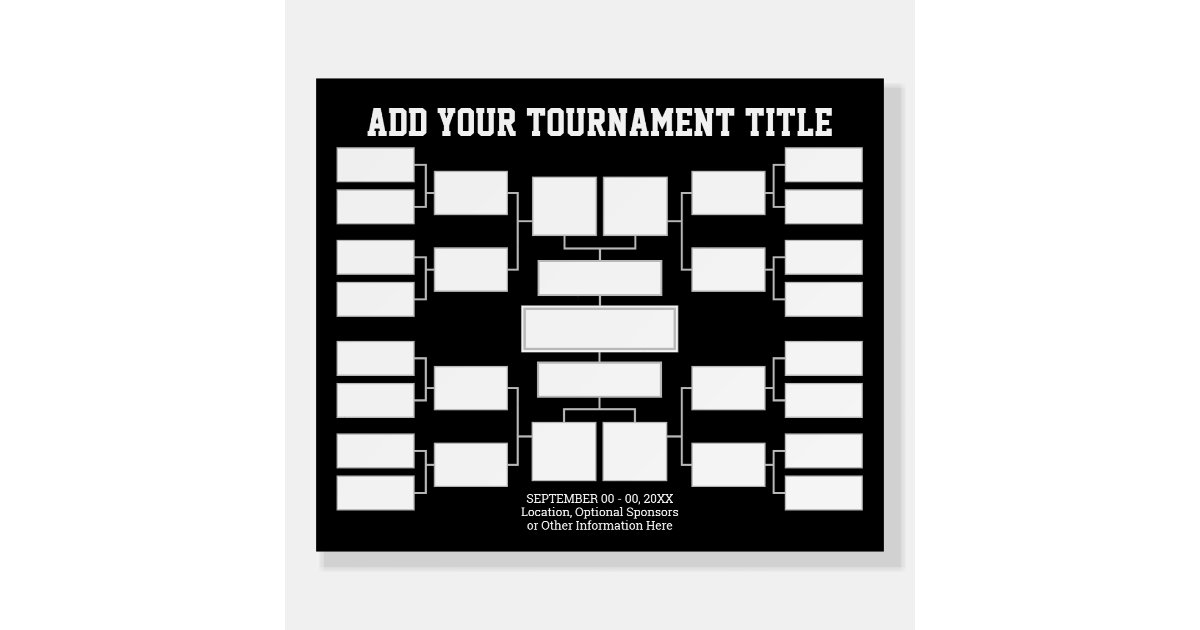 Sports Tournament Bracket - 16 Teams - Black Foam Board | Zazzle