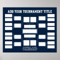 Sports Tournament Bracket - 16 Teams - Navy Poster | Zazzle