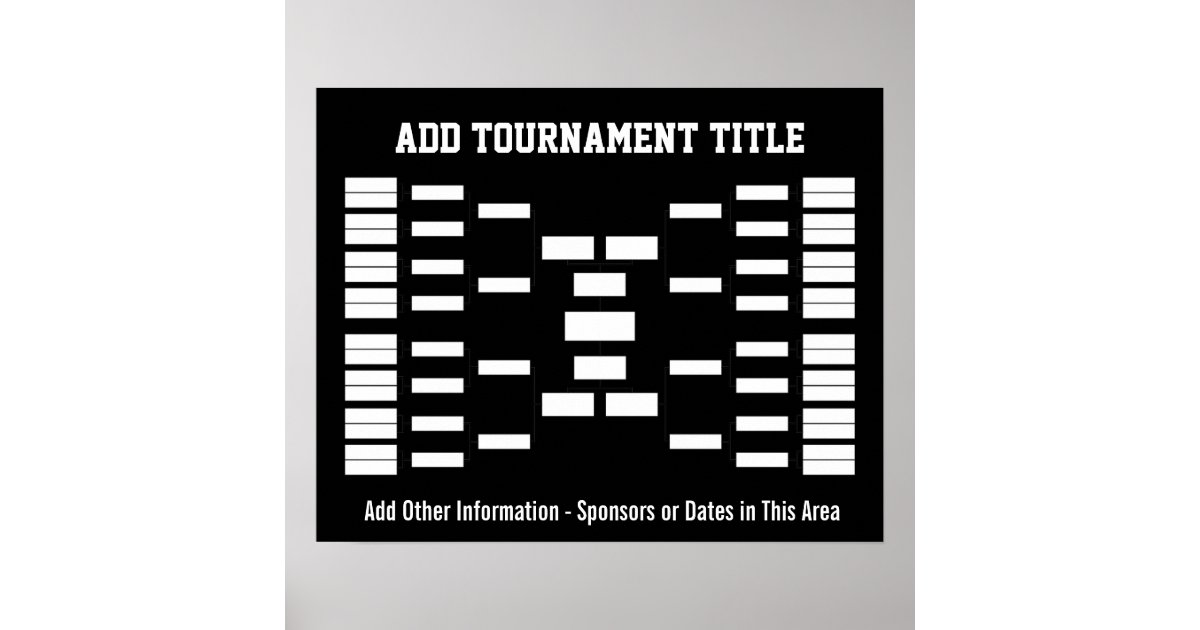 Sports Tournament Bracket black Poster | Zazzle