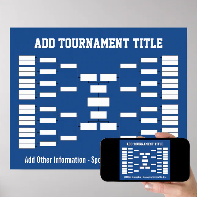 Sports Tournament Bracket - Blue 32 teams Poster | Zazzle