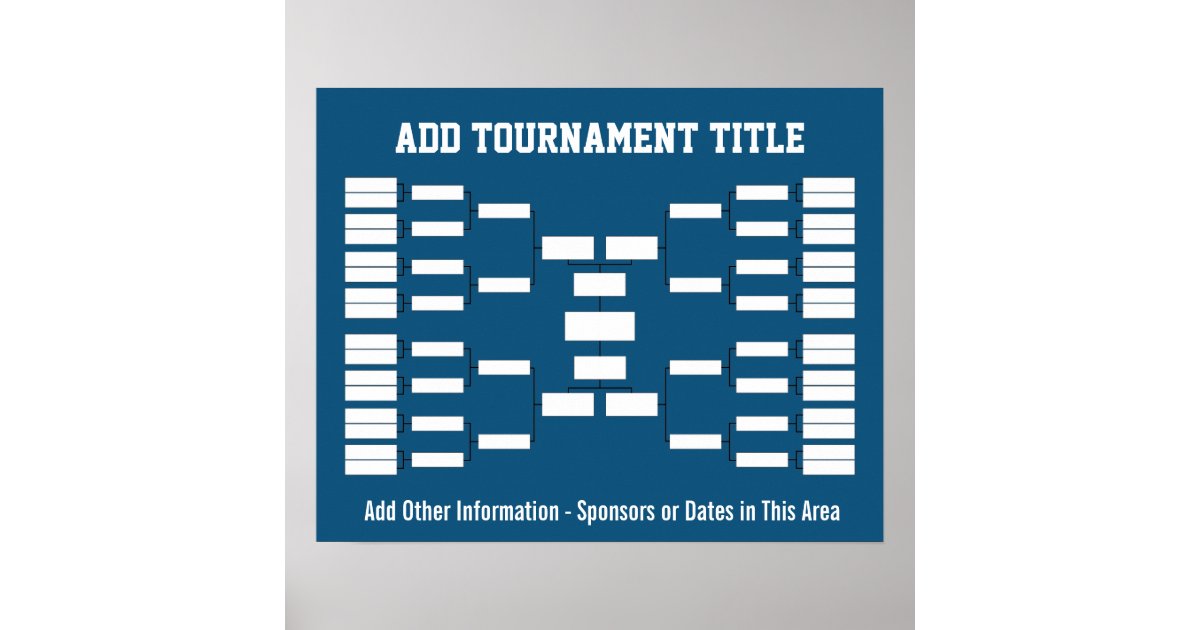 Sports Tournament Bracket blue Poster | Zazzle