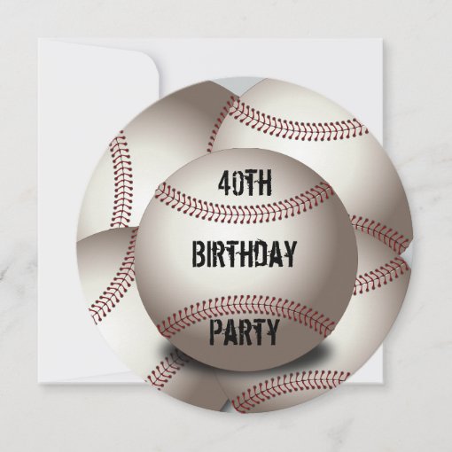 Sporty Baseball 40th Birthday Party Double Sided Invitation | Zazzle