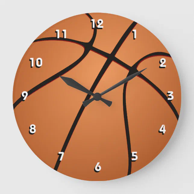 Sporty Basketball ball wall clock with numbers | Zazzle