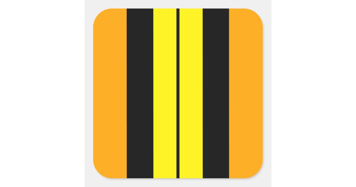 Sporty Bright Yellow Orange Black Racing Stripes Square Sticker | Zazzle