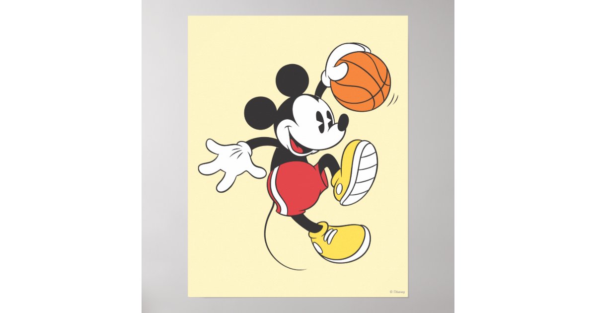 Sporty Mickey | Basketball Player Poster | Zazzle