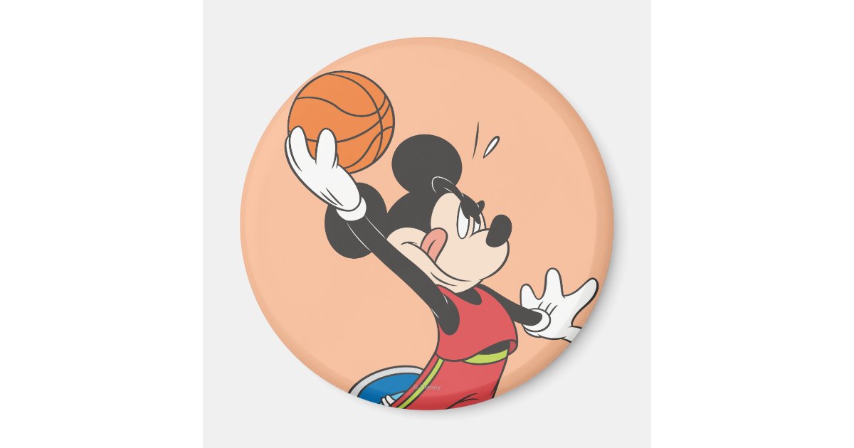 Sporty Mickey | Dunking Basketball Magnet | Zazzle