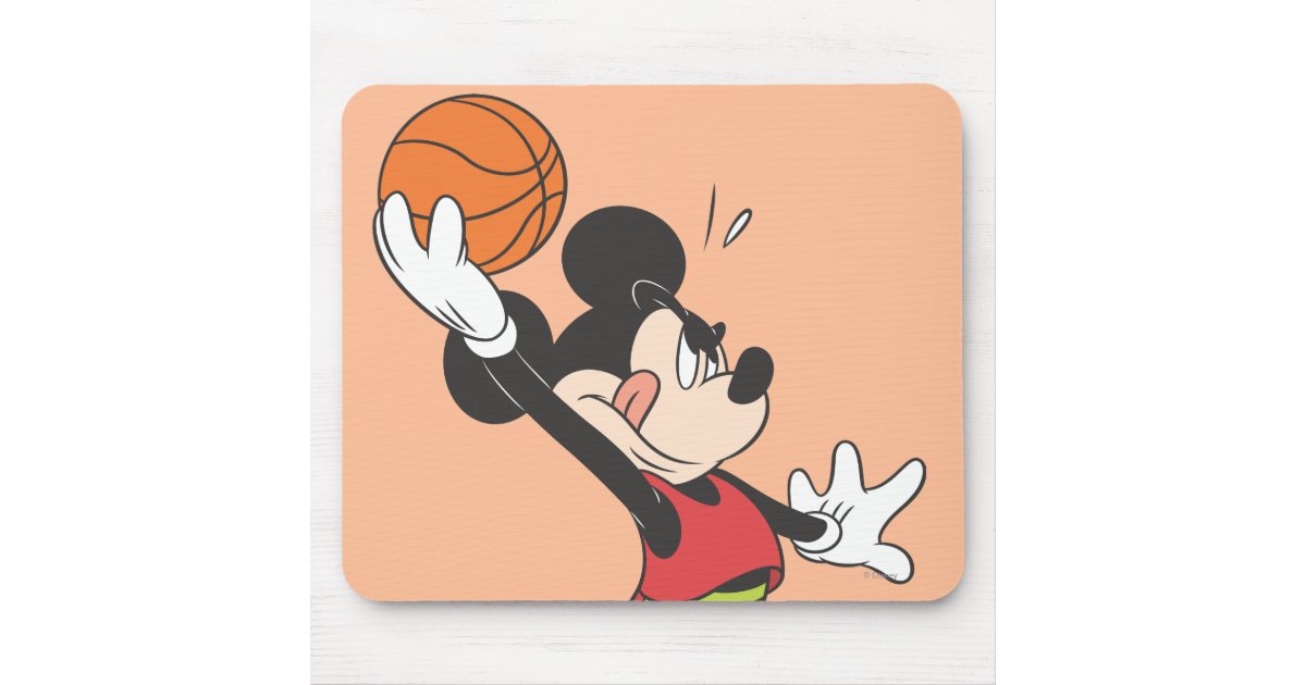 Sporty Mickey | Dunking Basketball Mouse Pad | Zazzle