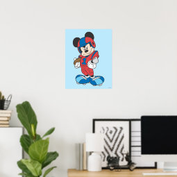 Sporty Mickey | Football Pose Poster | Zazzle