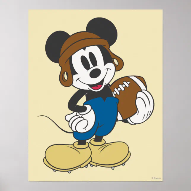 Sporty Mickey | Holding Football Poster | Zazzle