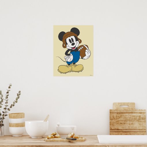 Sporty Mickey | Holding Football Poster | Zazzle