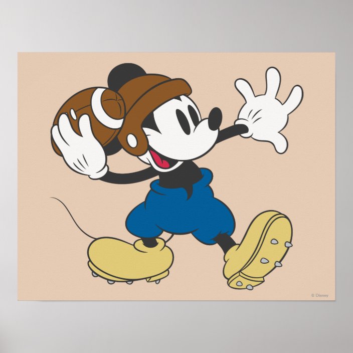 Sporty Mickey | Throwing Football Poster | Zazzle.com