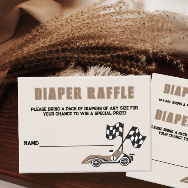 Sporty Race Car Diaper Raffle Enclosure Card | Zazzle