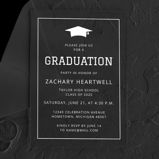 Sporty White Graduation Party Invitation | Zazzle