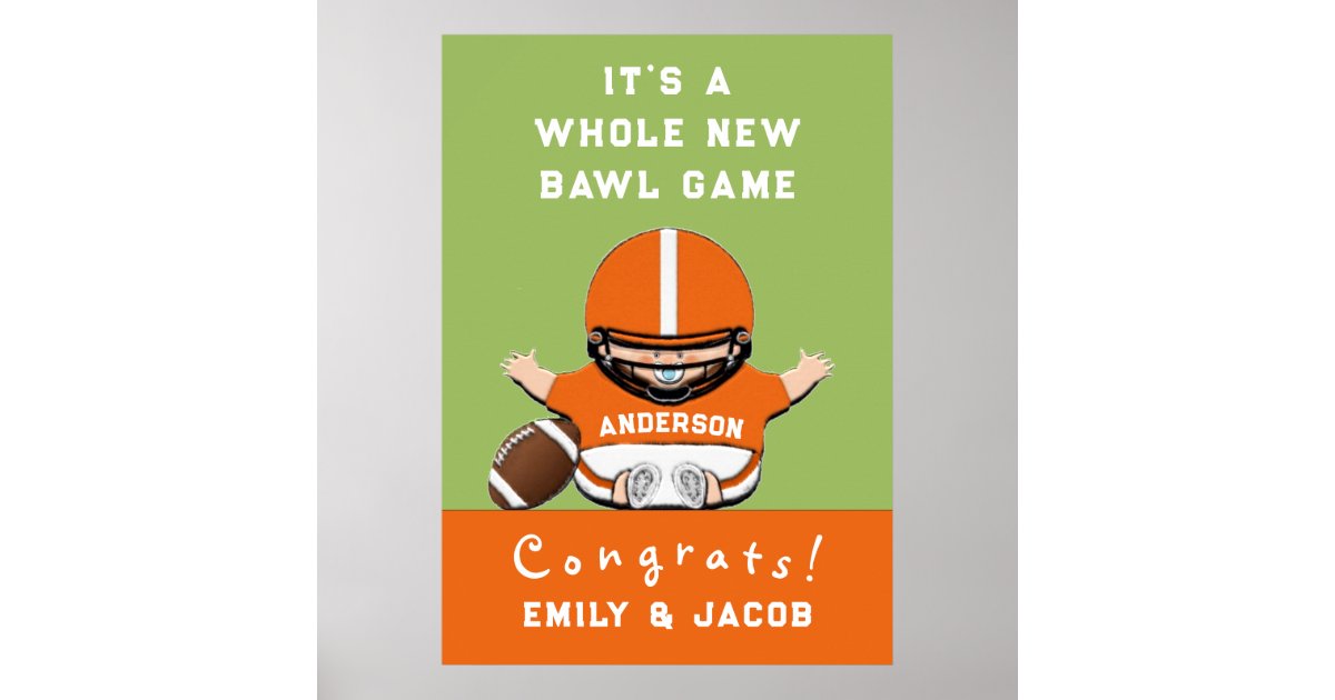 Spots Theme Football Baby Shower Poster | Zazzle