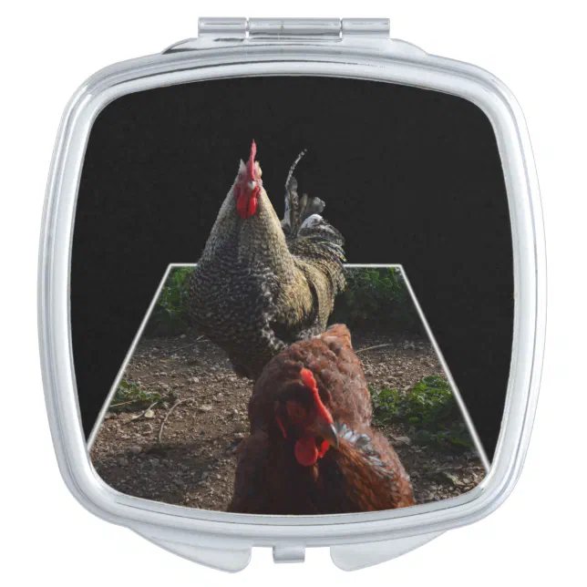 Spotted Fluffy Rooster Popout Art, Makeup Mirror | Zazzle