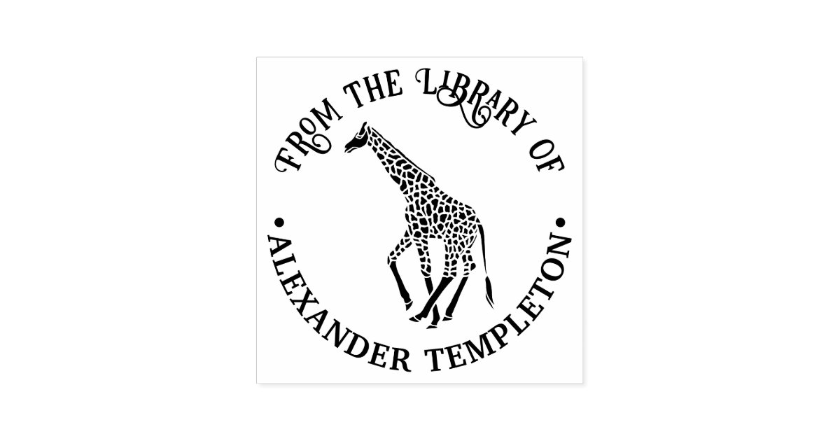 Spotted Giraffe Silhouette Library Book Name Self-inking Stamp | Zazzle