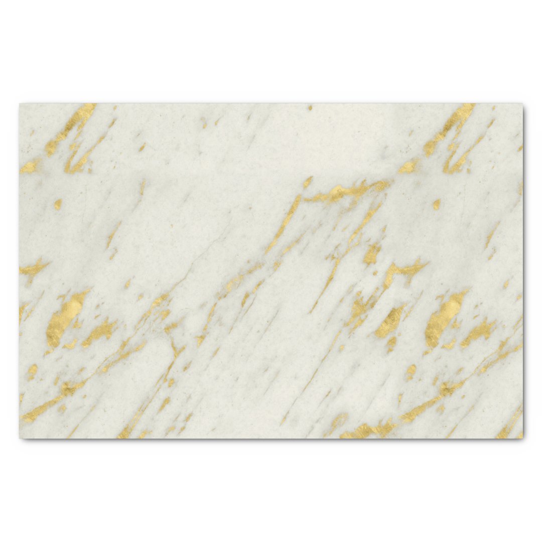 Spotted Gold Glitter Over White Marble Tissue Paper | Zazzle