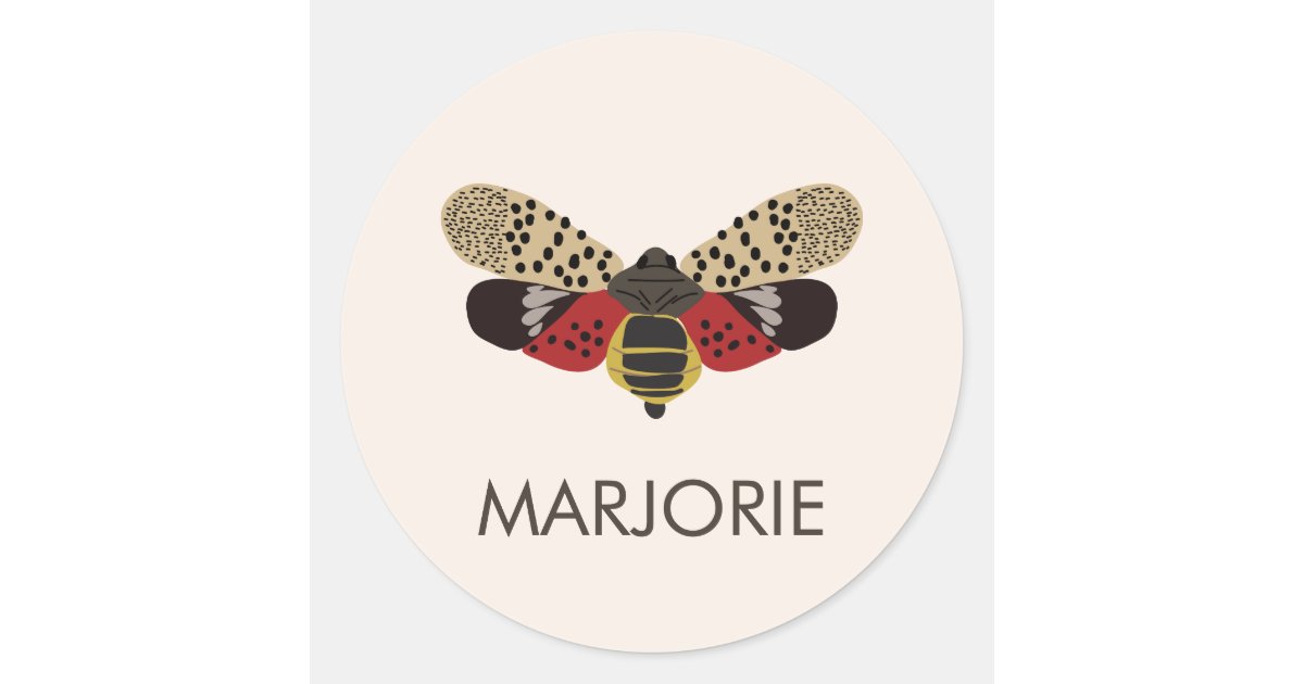 Spotted Lanternfly Bug Personalized Classic Round Sticker | Zazzle