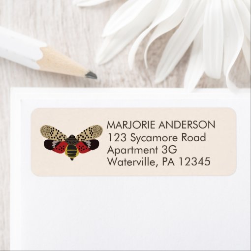 Spotted Lanternfly Bug Return Address Label | Zazzle