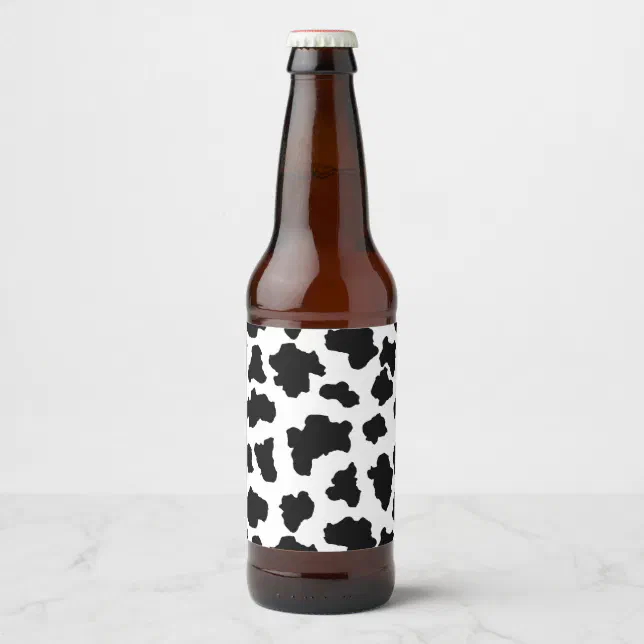 Spotted Moo Cow Dutch Holstein Animal Spots Beer Bottle Label | Zazzle