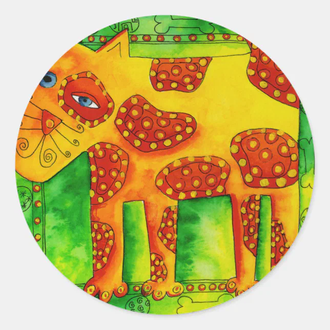 Spotty Dog Classic Round Sticker | Zazzle