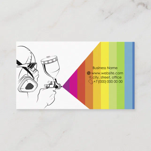 Spray gun in hand of painter business card | Zazzle