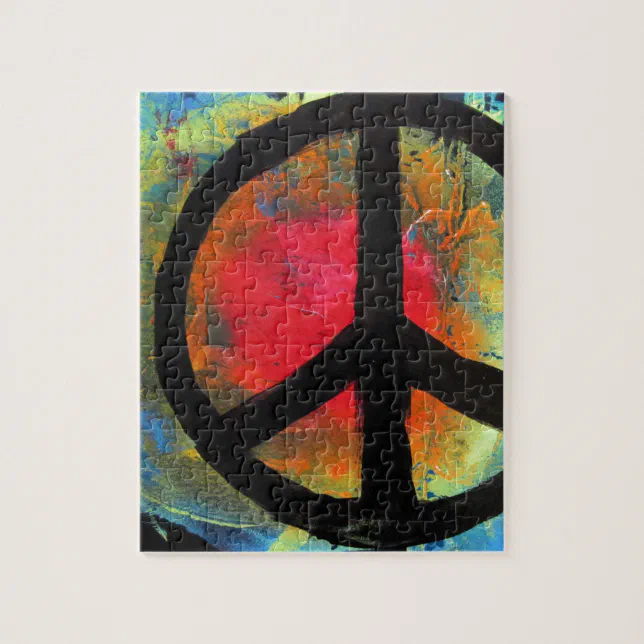Spray Paint Art Rainbow Peace Sign Painting Jigsaw Puzzle | Zazzle
