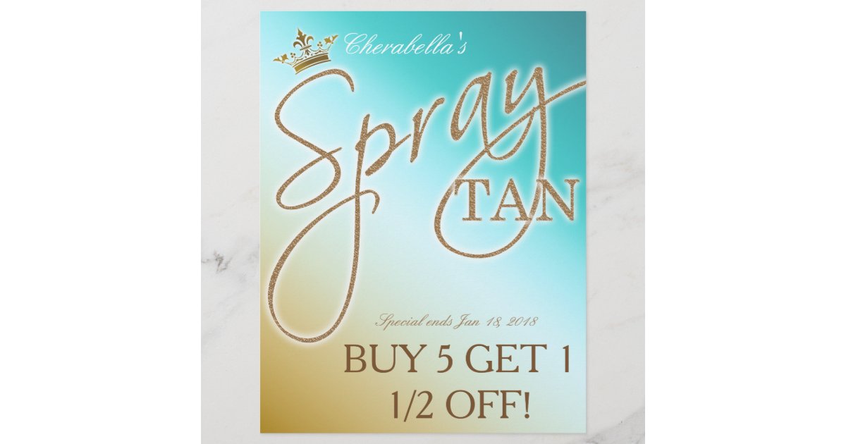 Spray Tan Gold Glitter Crown flyer | Zazzle