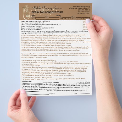 Spray Tan Liability Consent Waiver Form Flyer | Zazzle