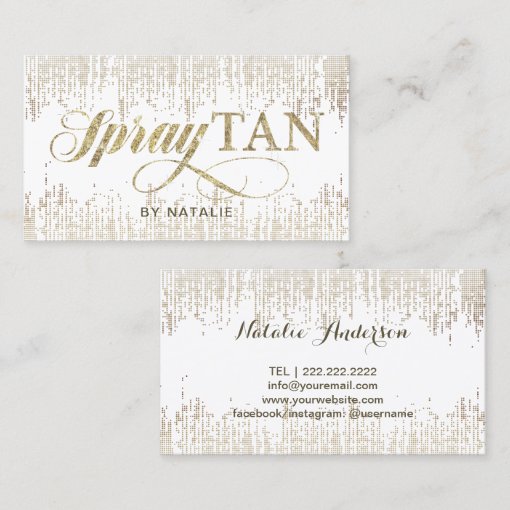 Spray Tan Modern Gold Confetti Mobile Tanning Business Card | Zazzle
