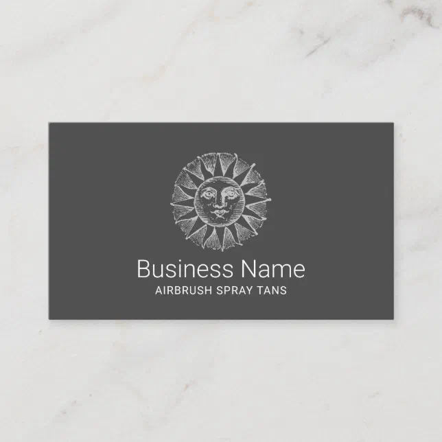 Spray Tan Vintage Sun Spa Logo Elegant Dark Gray Business Card | Zazzle