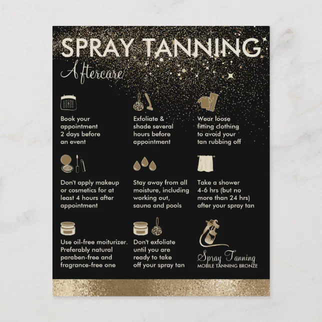 Spray Tanning Bronze Body Paint Aftercare Flyer | Zazzle