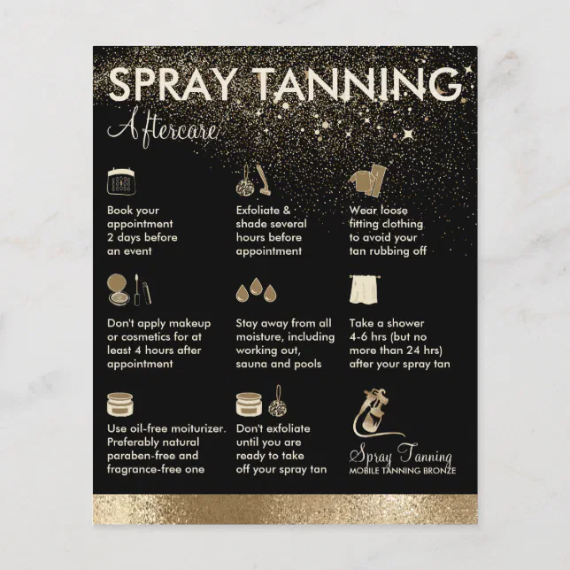 Spray Tanning Bronze Body Paint Aftercare Flyer | Zazzle