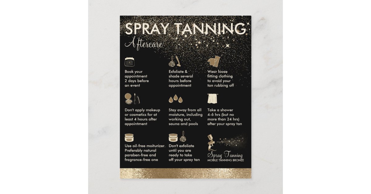 Spray Tanning Bronze Body Paint Aftercare Tips Flyer | Zazzle