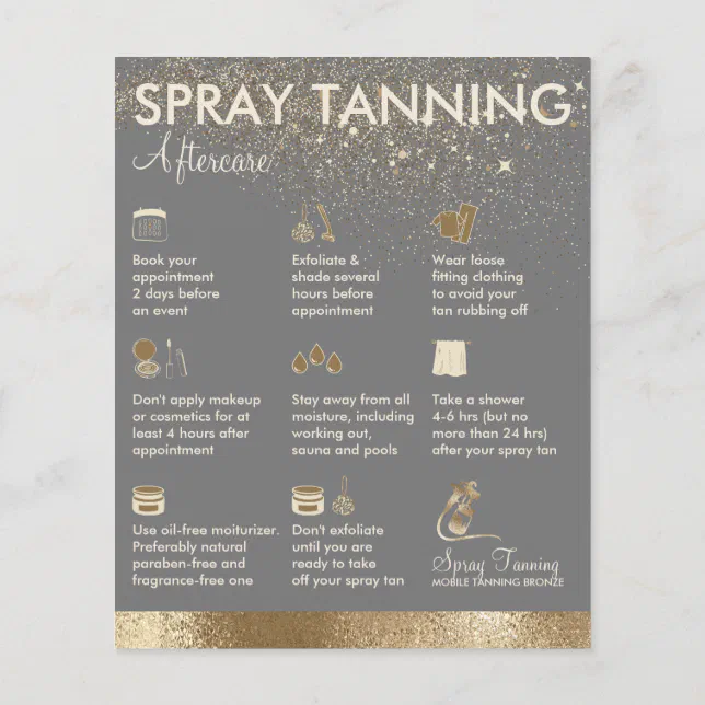 Spray Tanning Gray Body Paint Aftercare Flyer | Zazzle